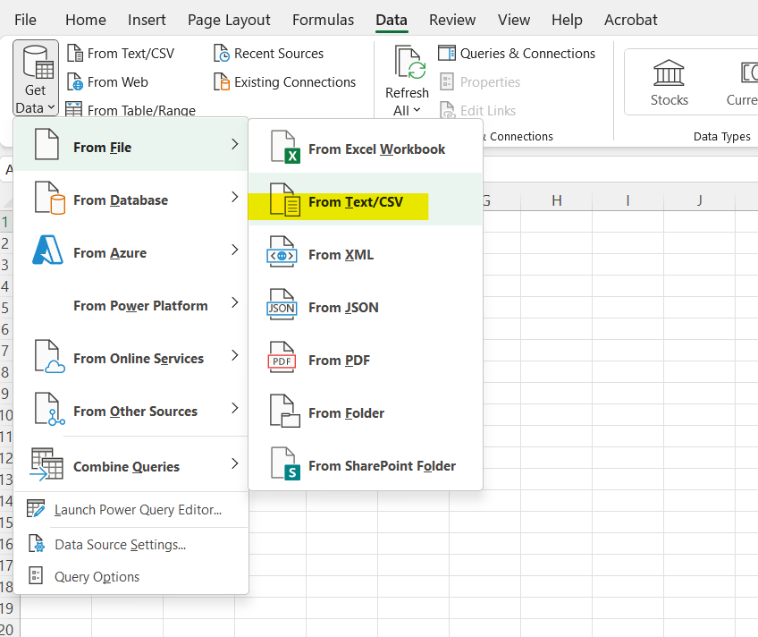 How To Convert A Csv File In Excel Table Using Data Tab